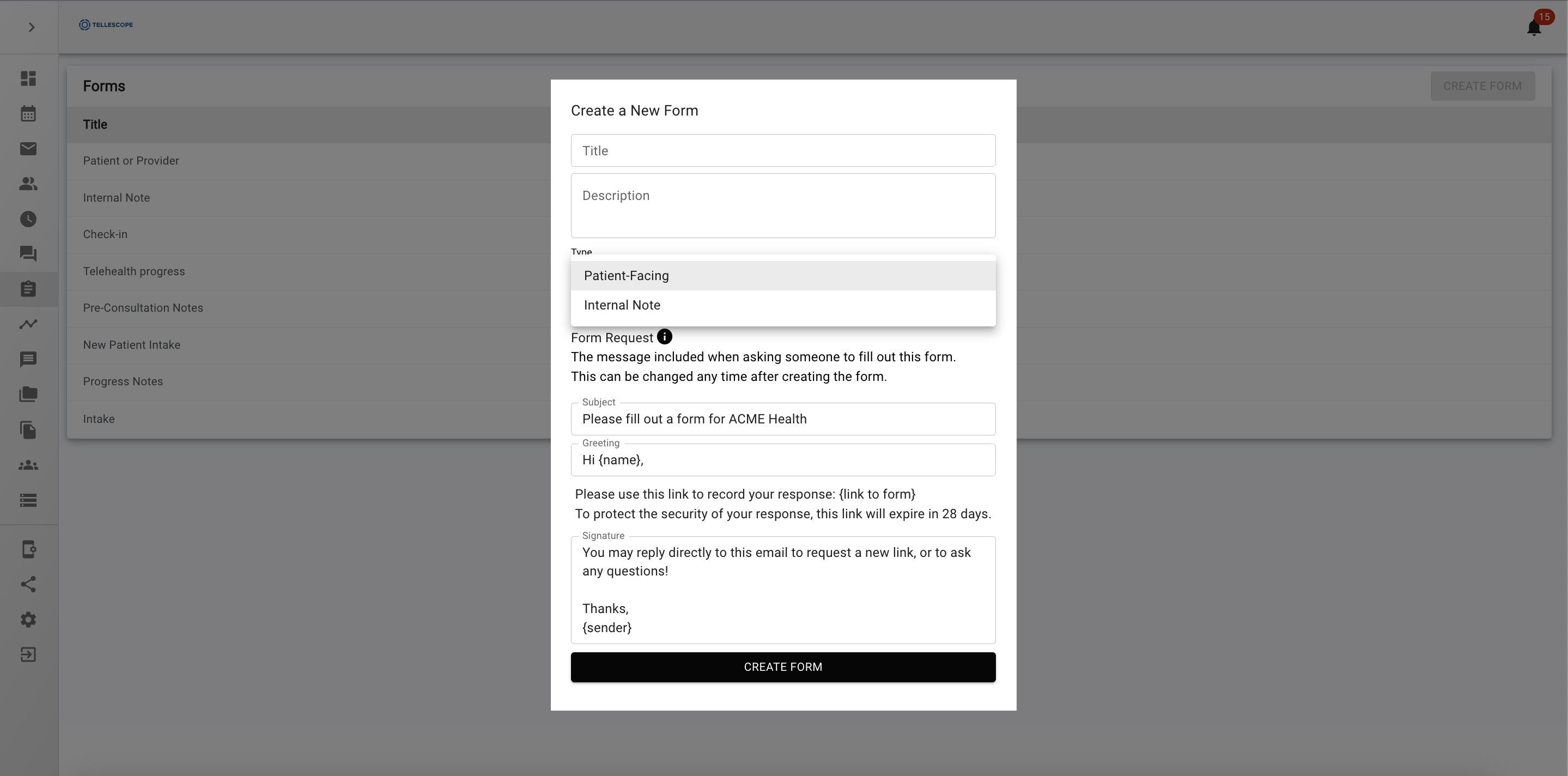 Forms: Creating a Form – Tellescope