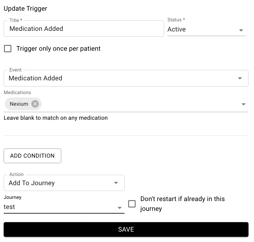 Journeys and Triggers: Medication Added Trigger – Tellescope