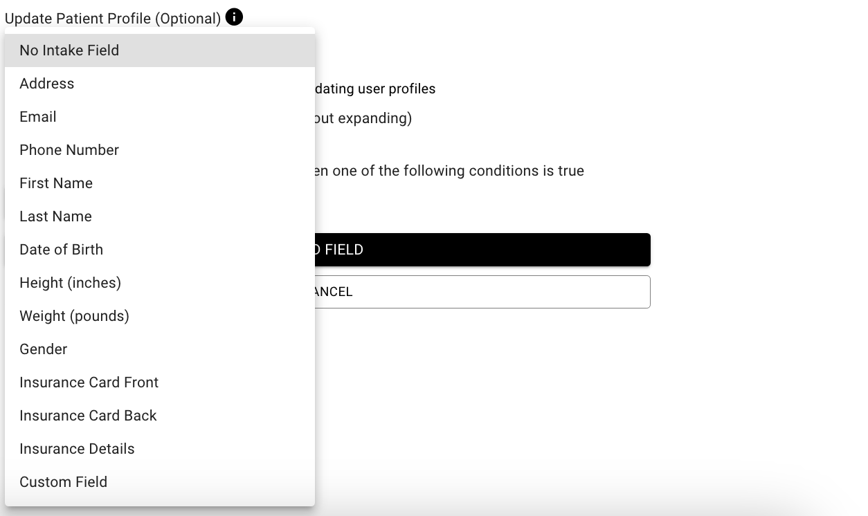 Forms: No Intake Field vs Intake Field for Form Fields – Tellescope
