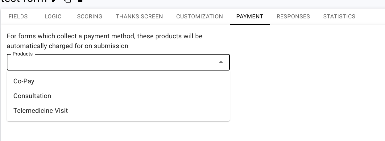 Forms: Payment Tab – Tellescope