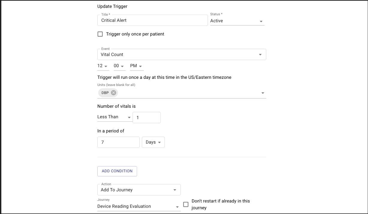 Journeys and Triggers: Vital Count Trigger – Tellescope