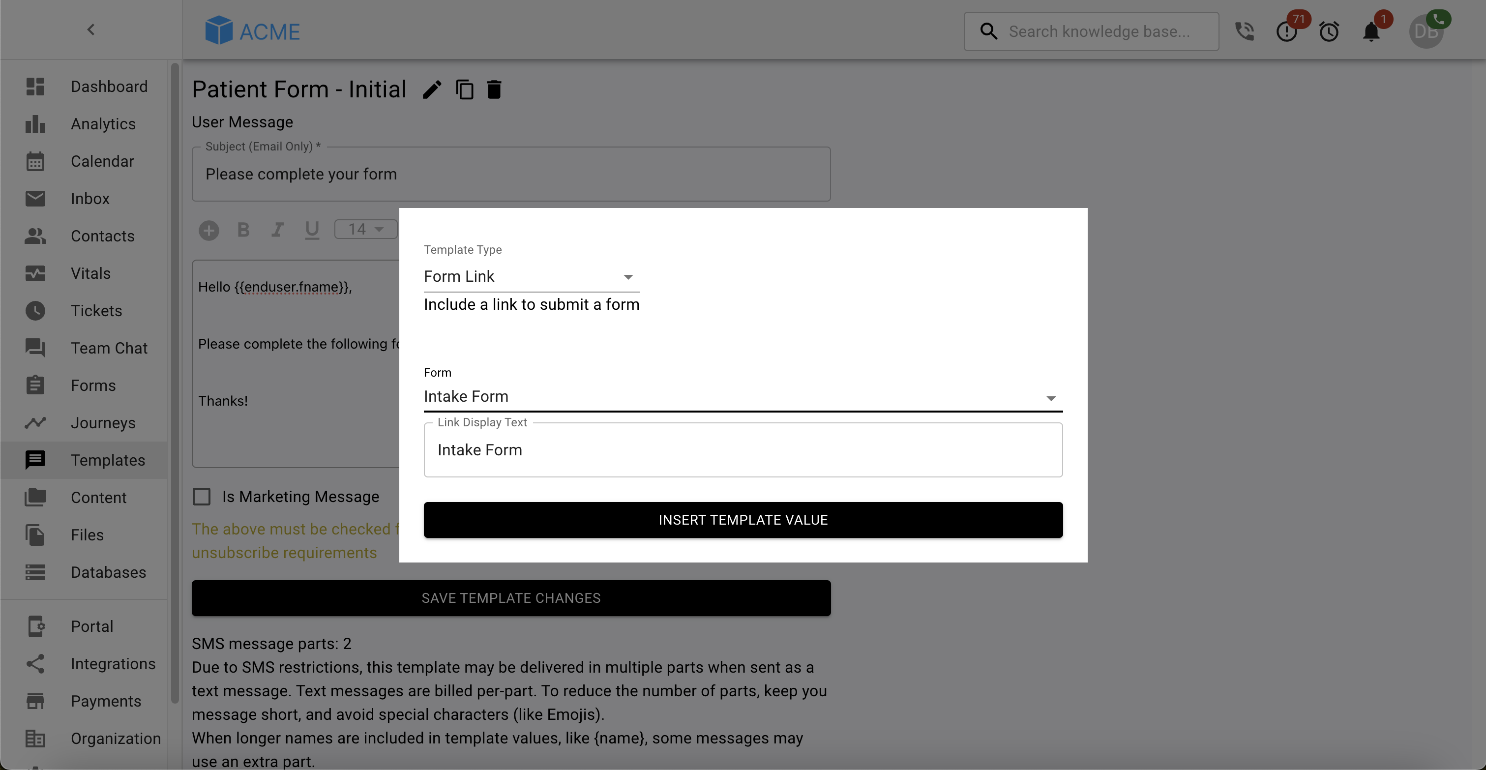 Templates: Form Links vs. Portal Links – Tellescope
